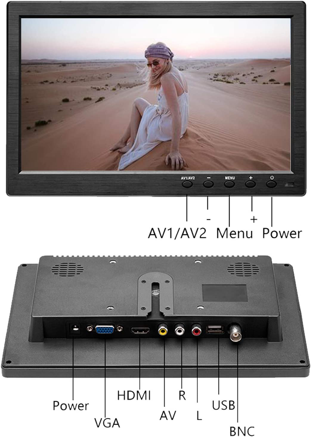 10.1inch Small Monitor FHD 1080P Display TFT IPS Screen Support HDMI/AV ...