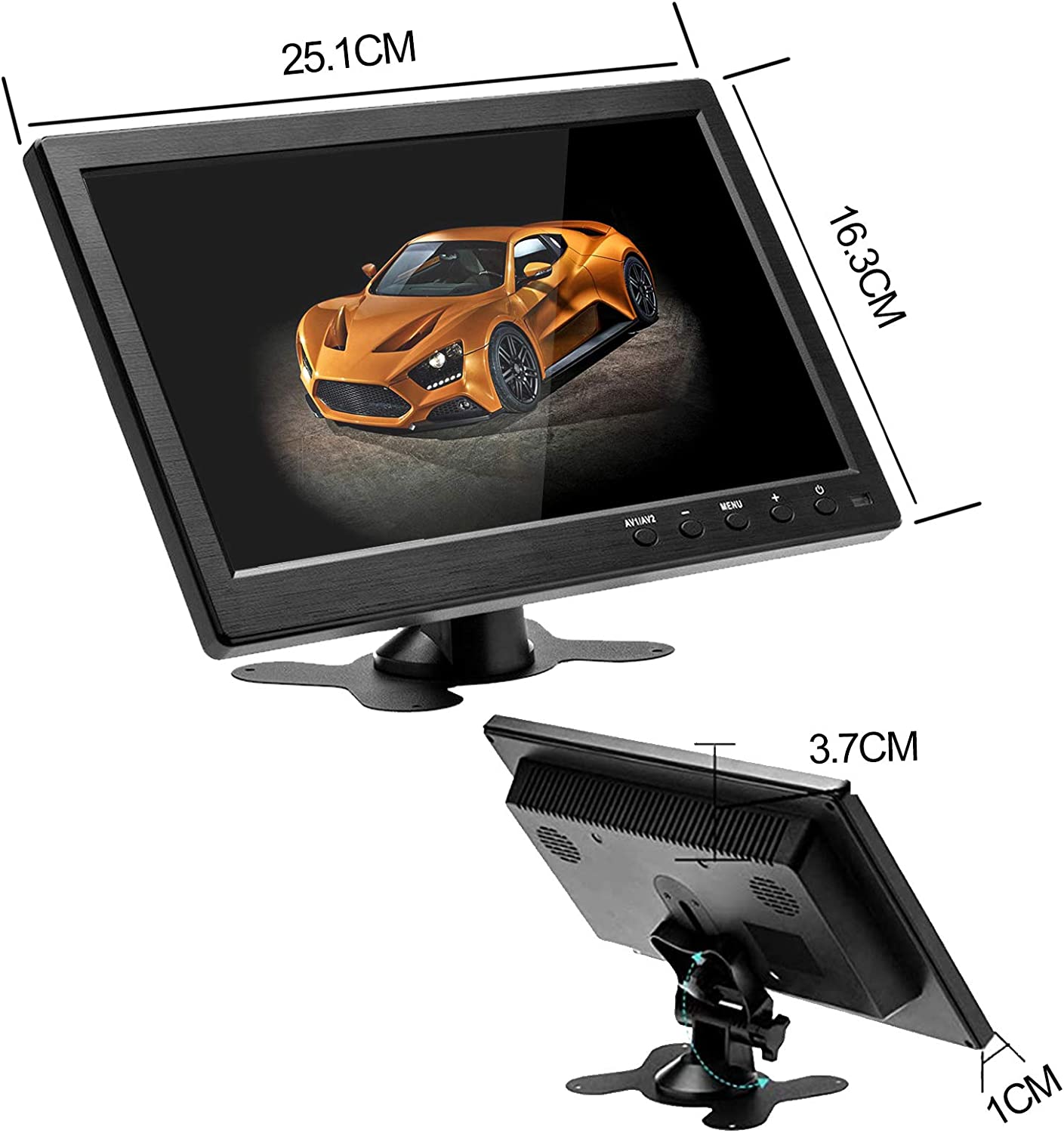 10.1inch Small Monitor FHD 1080P Display TFT IPS Screen Support HDMI/AV ...