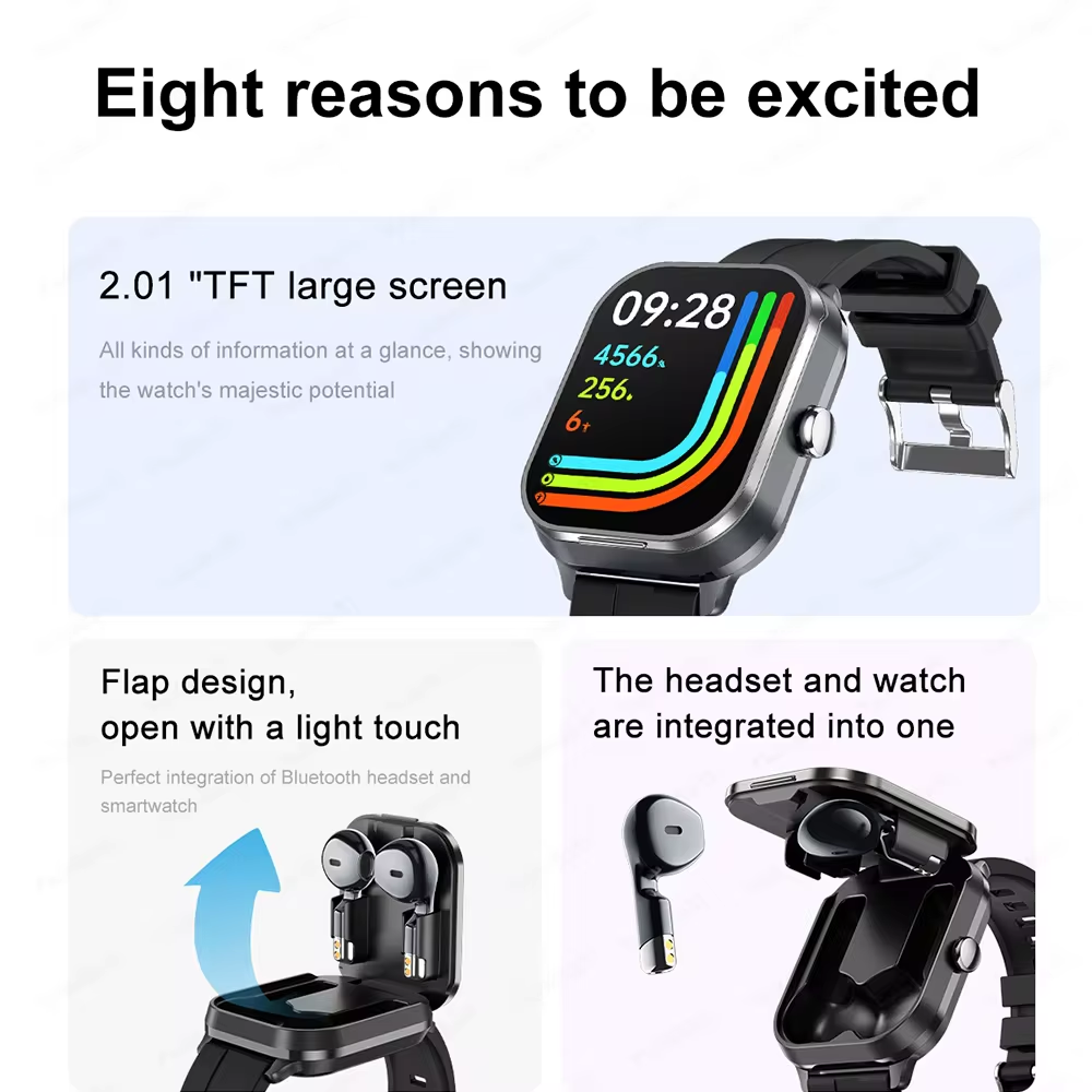 Smart Watch D8 PRO TWS 2-in-1 Earphones Bluetooth Call NFC Heart Rate and Blood Pressure Health ...