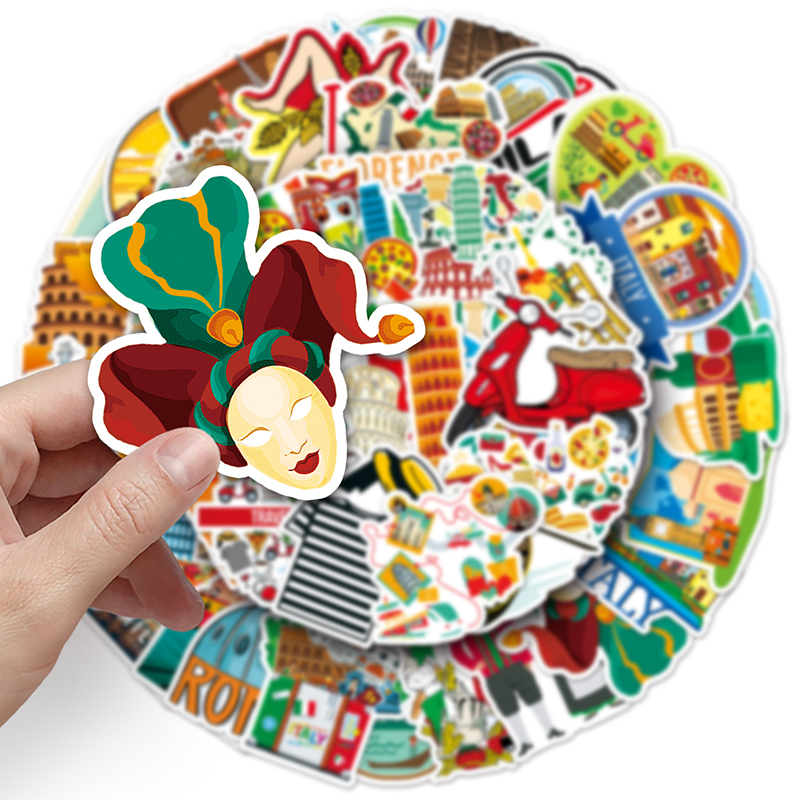 50pcs Italy Sticker Rome Florence Milan Venice Famous Landmarks Travel ...