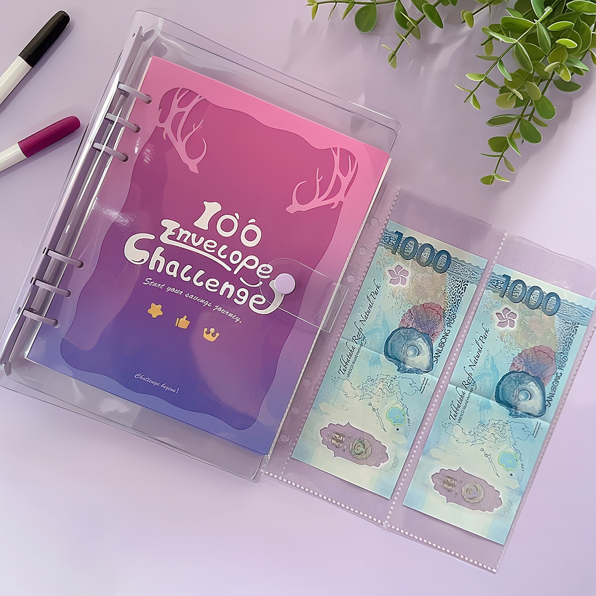 100 envelope savings challenge binder couple planning book 100 envelope ...