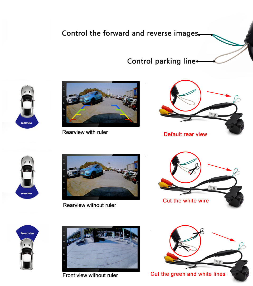 HD 1080P Car Universal Rear View Camera Visual Wide Angle Car Reverse ...