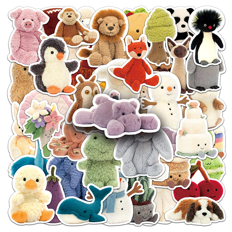 51pcs Kawaii Jelly Cat Plush Toy Sticker Cartoon Graffiti Decal DIY ...