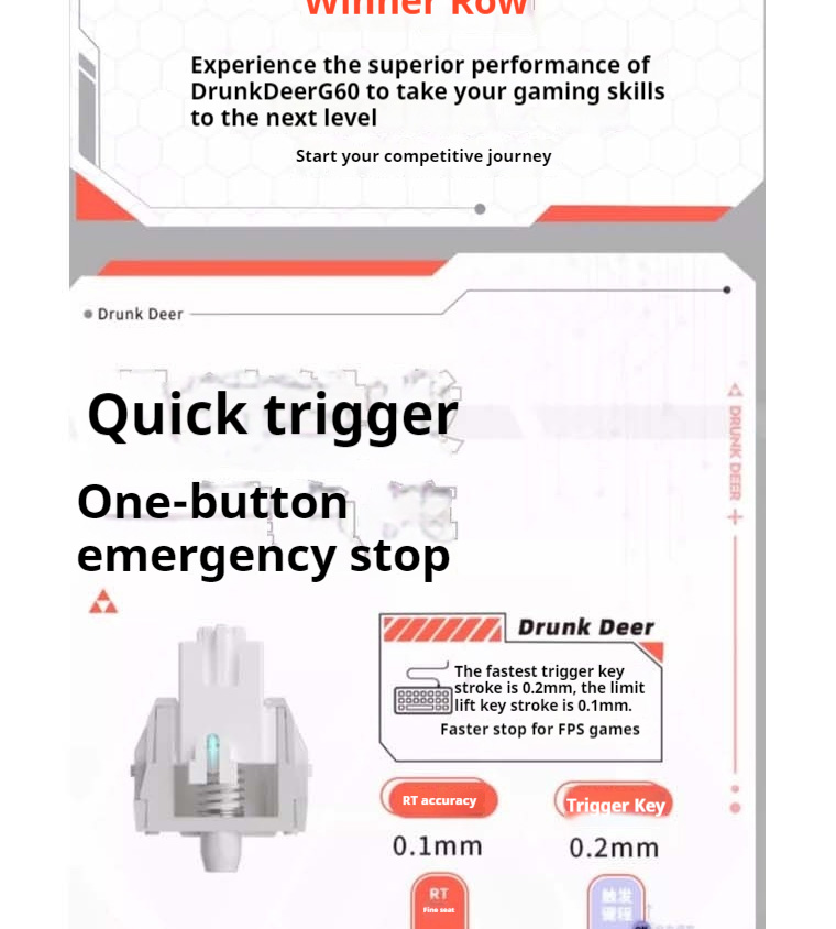 Drunk Deer G60 Wired adjustable key path Magnetic axis gaming keyboard ...