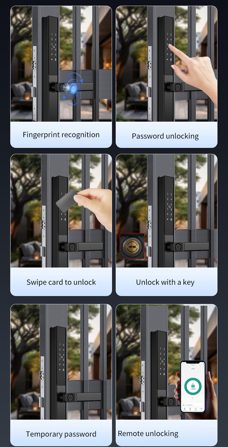 XSDTS Tuya WiFi Smart Door Lock Grille Swing door Double Side Fingerprint Digital Aluminium Lock ...