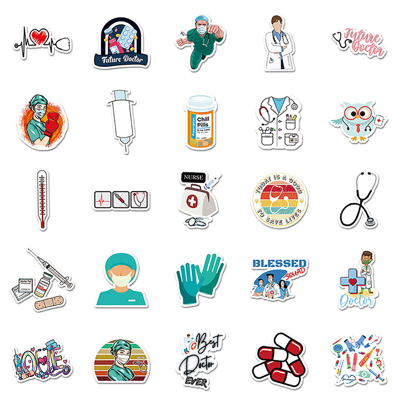 50PCS Doctor Stickers Waterproof Vinyl Decal Sticker for Scrapbooking ...