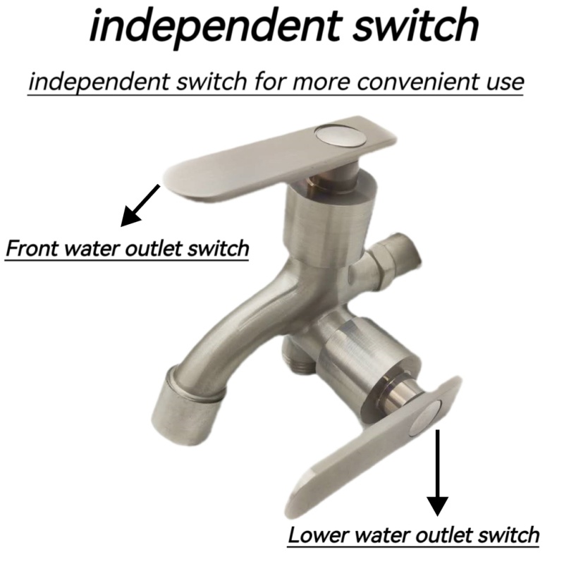 304 Stainless Steel Double Tap Multifunctional Stainless Steel Tap Two ...