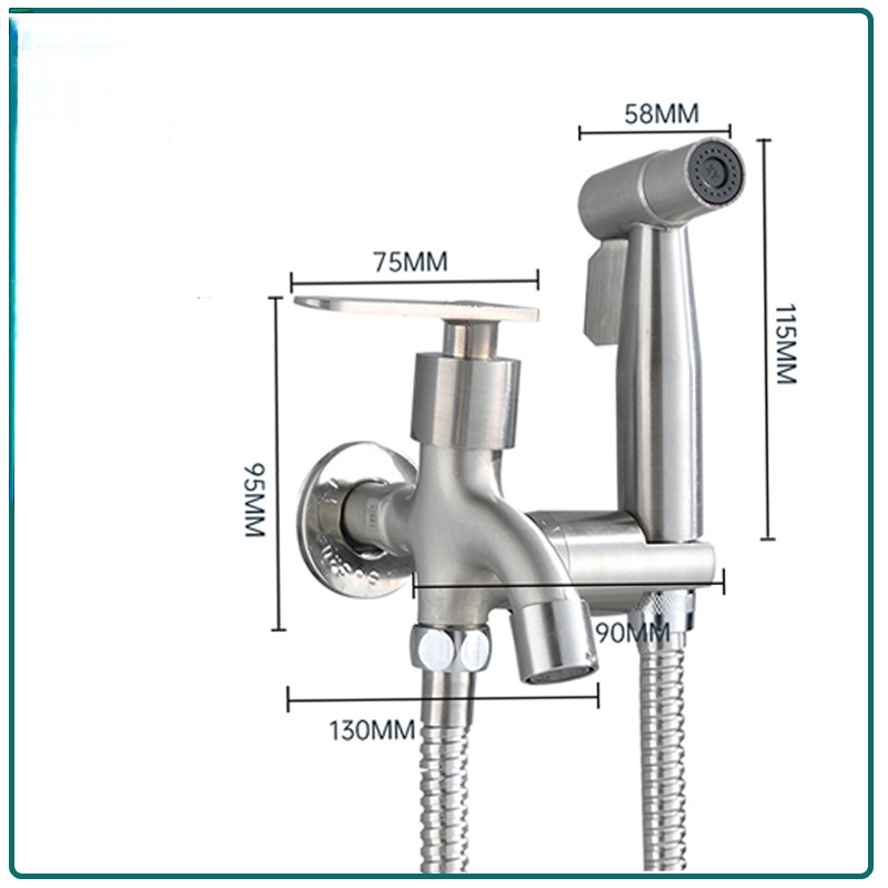 Bidet spray set 304 Stainless Steel Two Way Bidet Spray Set with High pressure bathroom bidet ...