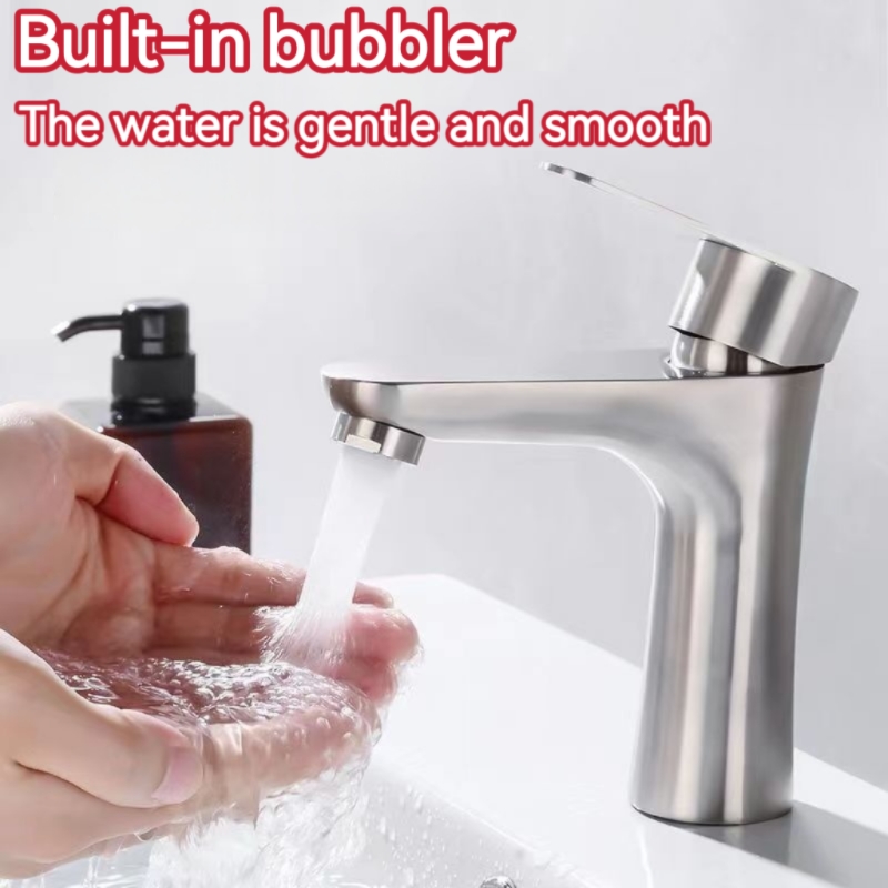 Stainless steel hand wash sink single cold water faucet bathroom ...