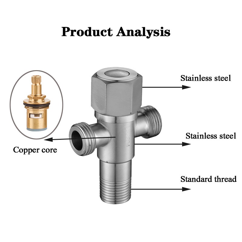 Angle valve 304 stainless steel Hot and cold household valve switch 1/2 ...