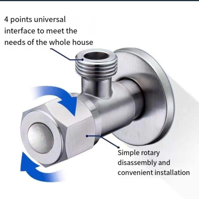 Angle valve 304 stainless steel Hot and cold household valve switch 1/2 ...
