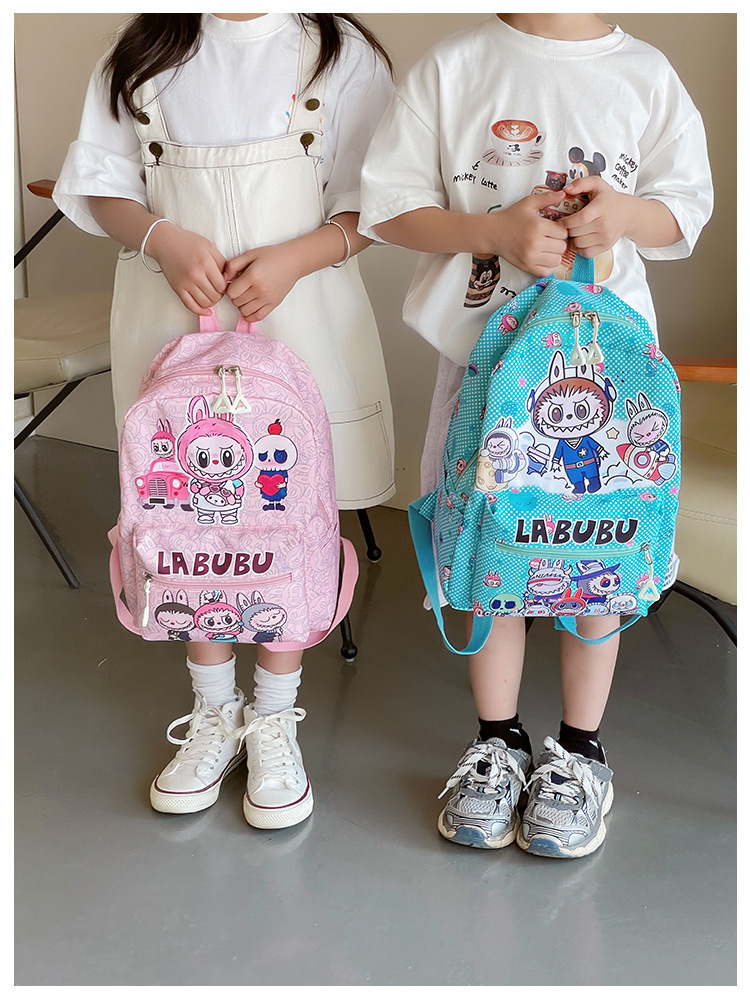 Labubu school backpack is made of 16 inch thick PU leather, which is ...