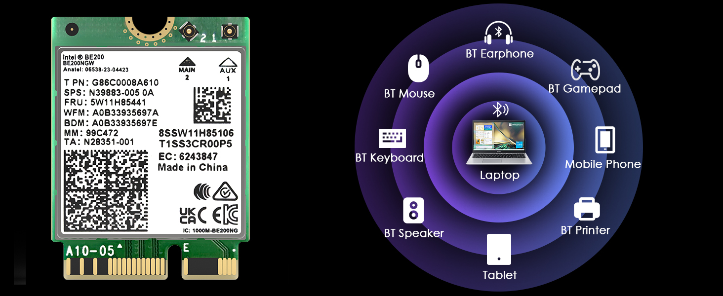 WAVLINK BE200 WiFi 7 Wireless Card Tri-Band M.2 NGFF Network Module ...