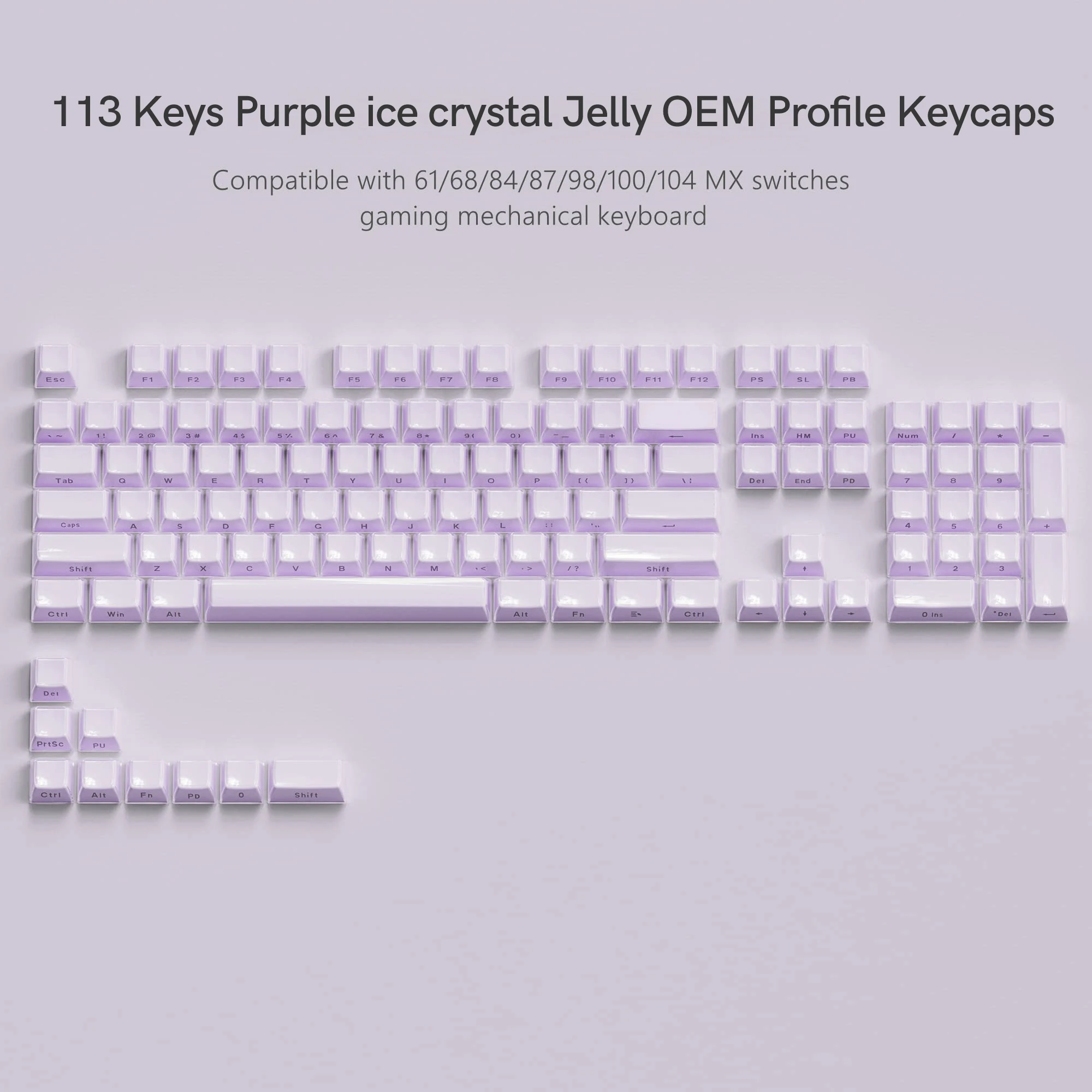 WOMIER Jello Side-printed Keycaps 113 Keys Translucent Purple OEM ...