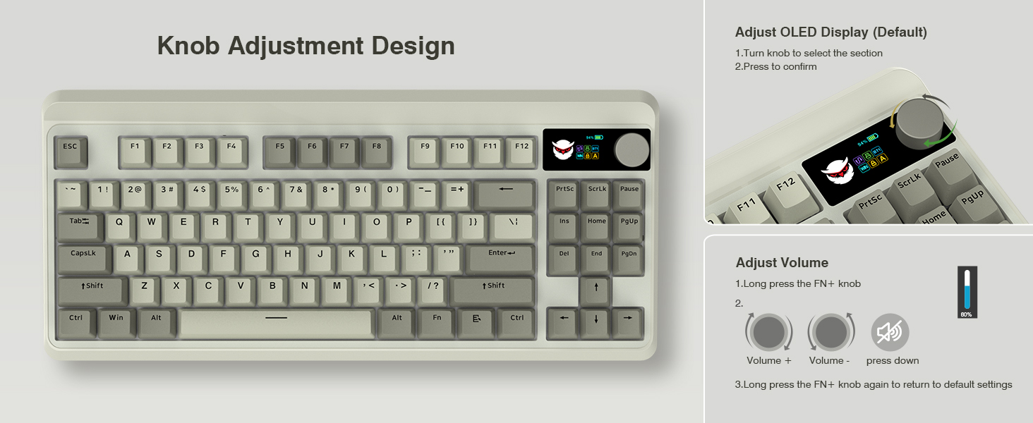 WOMIER M87 Pro Tri-Mode Mechanical Gaming Keyboard OLED Display ...