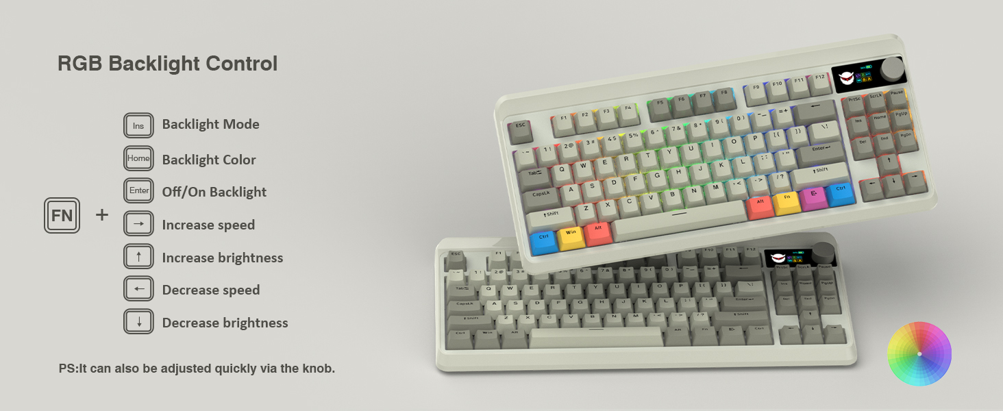 WOMIER Mechanical Keyboard, M87 Pro 3 Mode RGB Backlit Hotswap Wireless ...