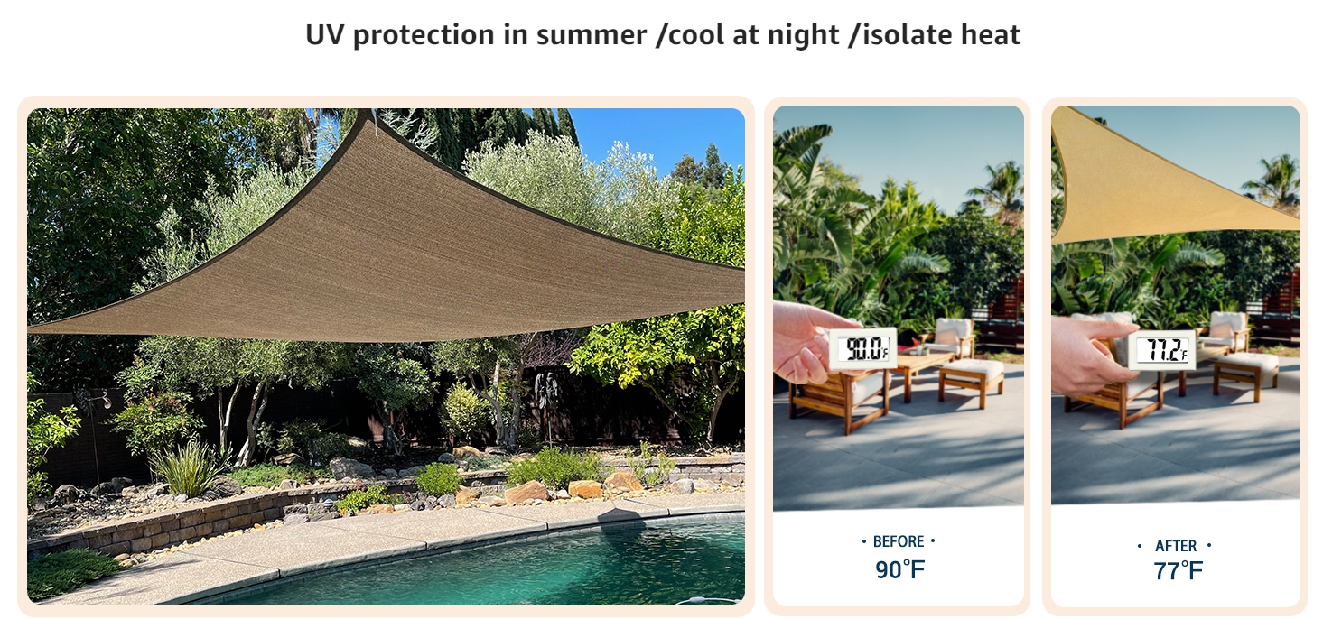 sun shade Sail Triangle shade net balcony awning outdoor canopy UV ...