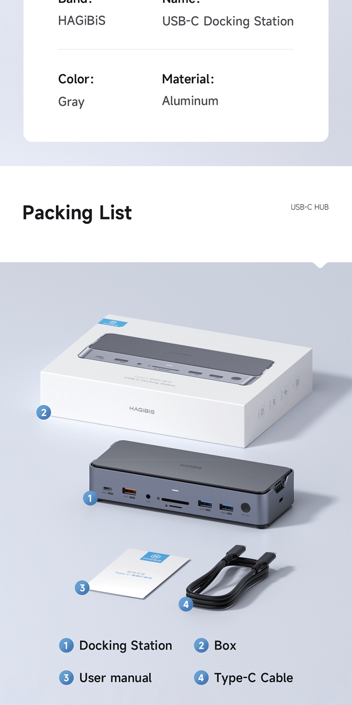 Hagibis USB C Docking Station Type C to 8K DP HDMI-Compatible Triple ...