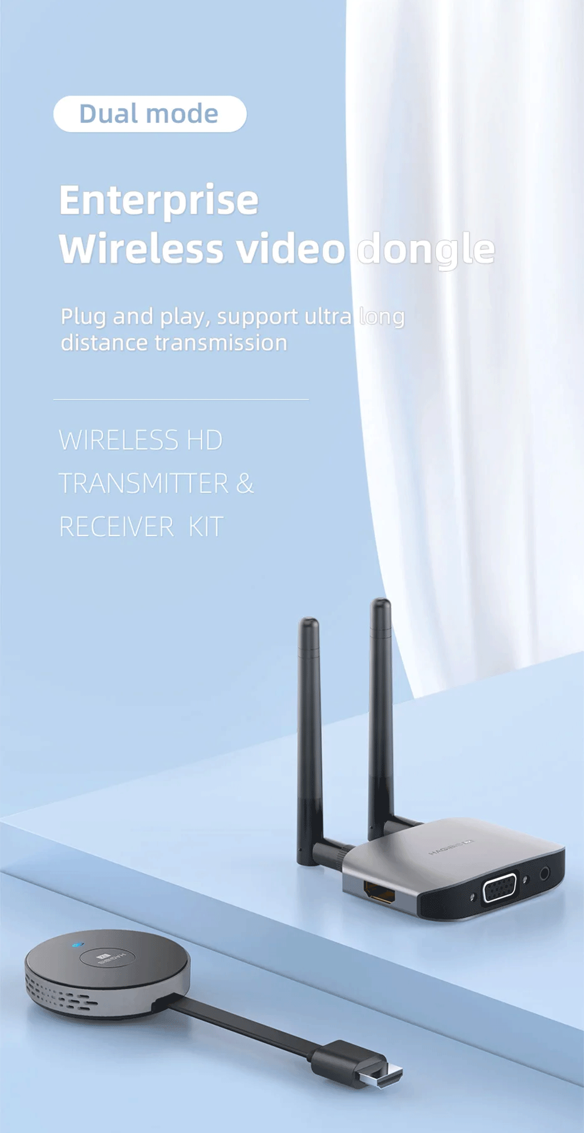 HAGiBiS Wireless HDMI Transmitter Receiver Extender Kits (164ft ...