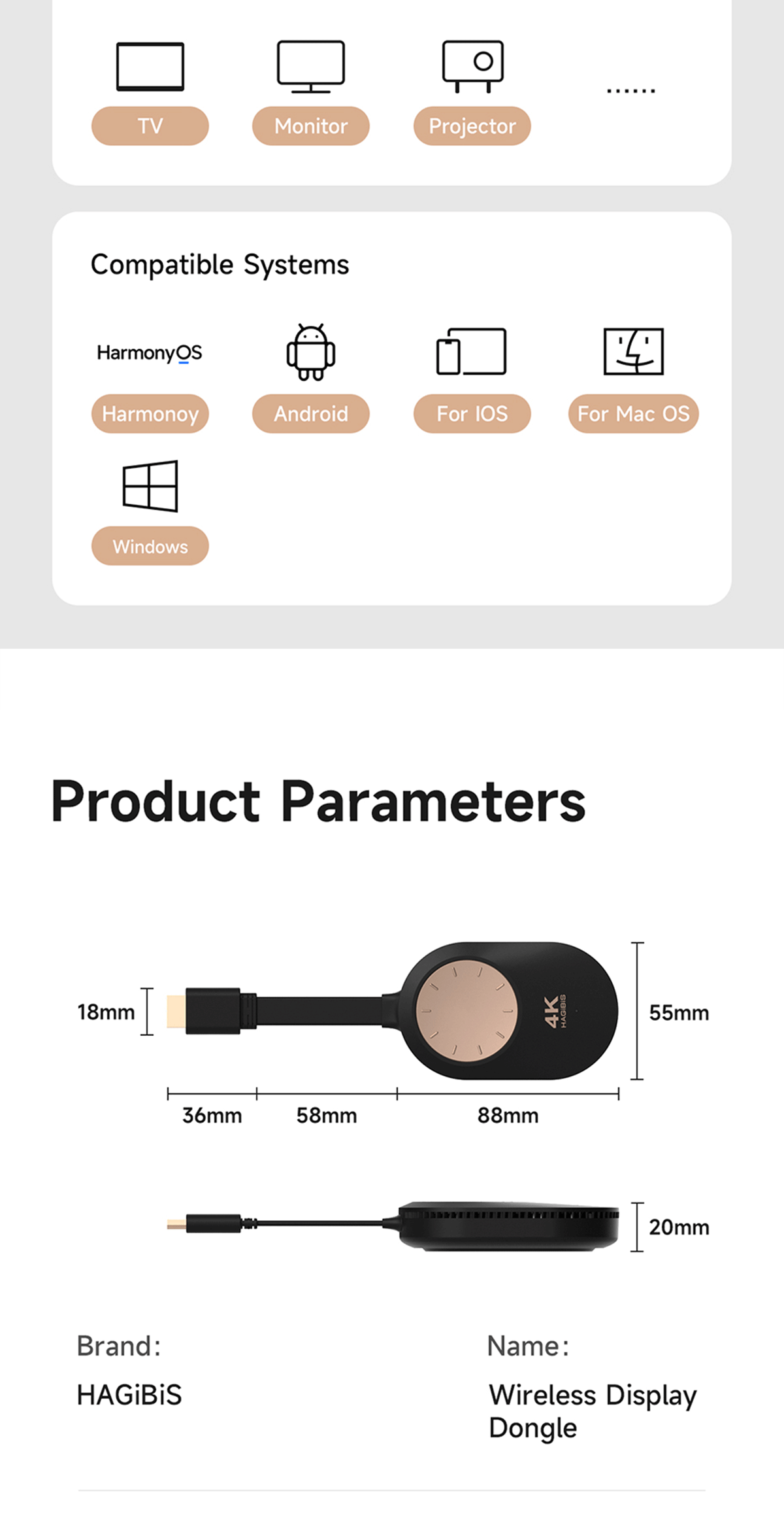 HAGiBiS Wireless HDMI Display Dongle Adapter | Shopee Malaysia