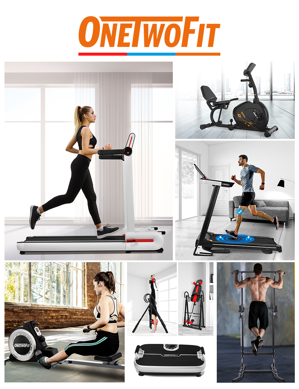 OneTwoFit Upgrade Adjustable Pull-Up Bar Top Double Bar Push Up Bar ...