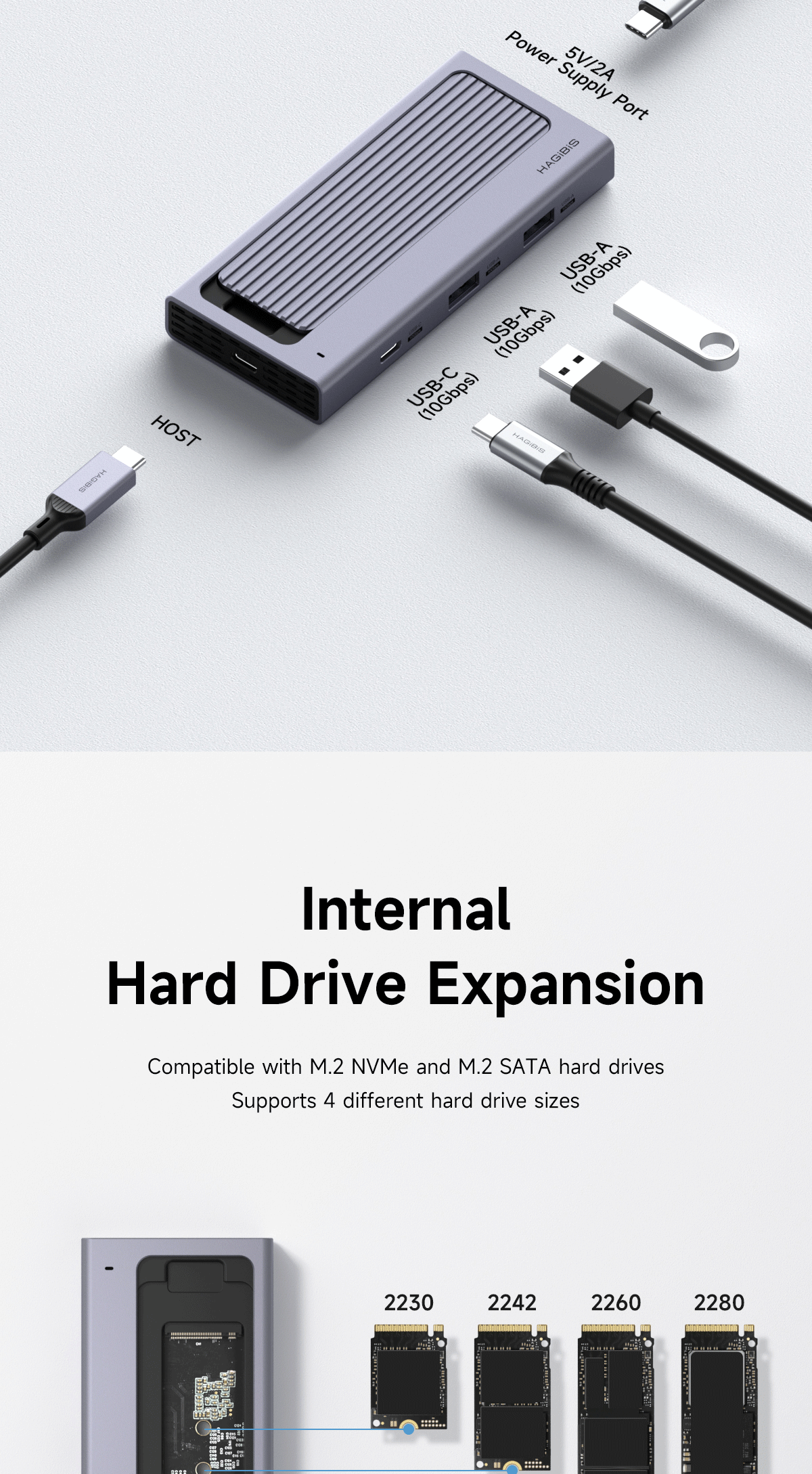 HAGiBiS Magnetic M.2 SSD Enclosure With USB C Hub Cover | Shopee Malaysia
