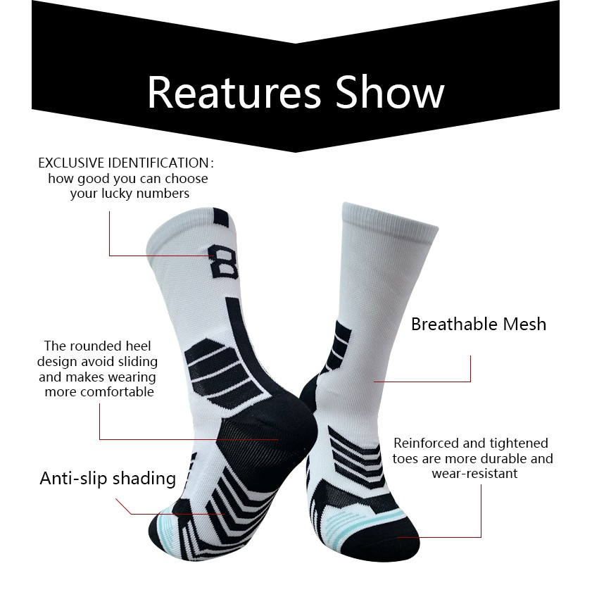 1 piece is not 1 pair Lucky NUMBER basketball socks Men's thick TEAM ...