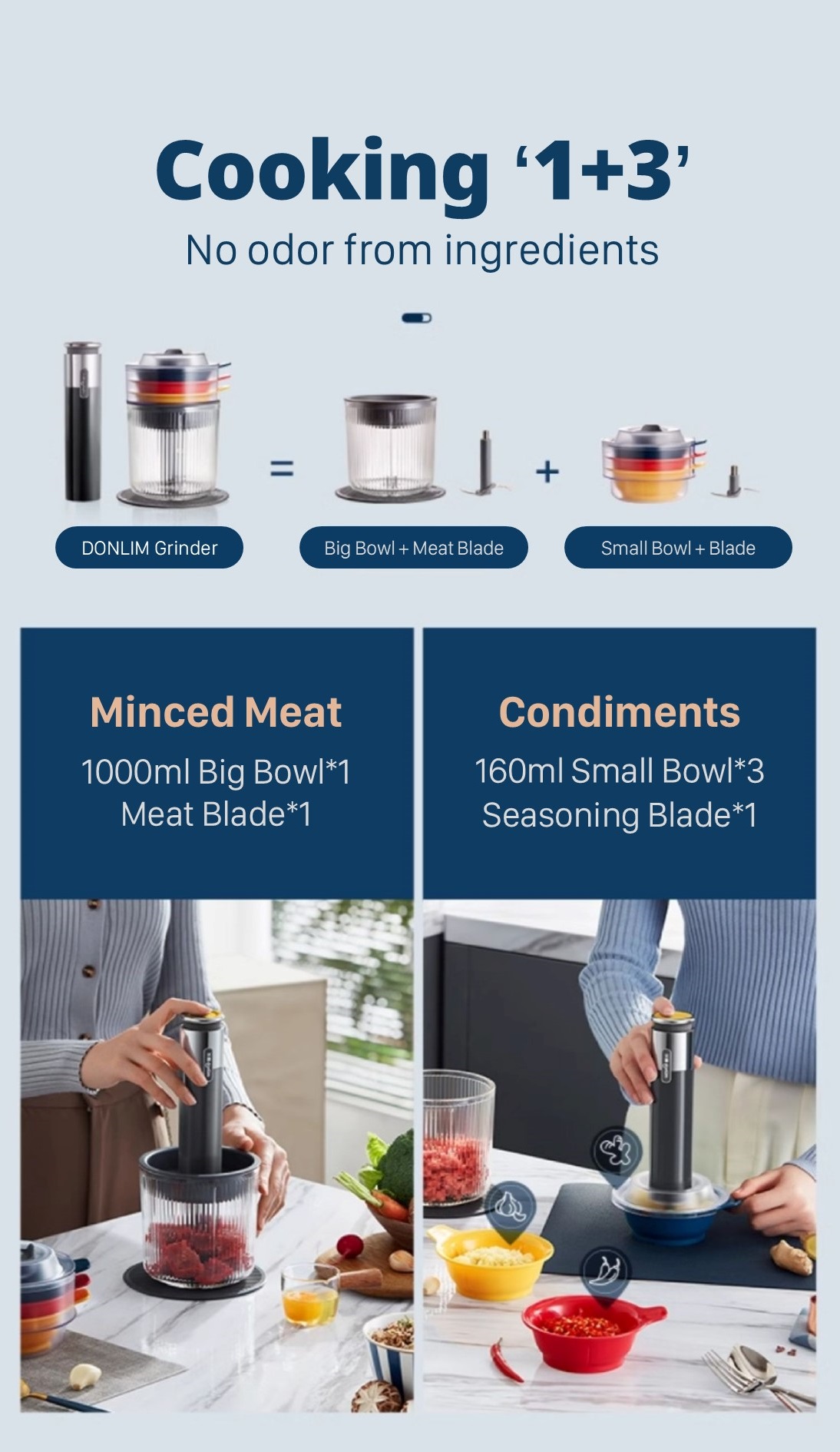 Donlim Wireless Blender Chopper Meat Grinder Chopper Electric Blender ...