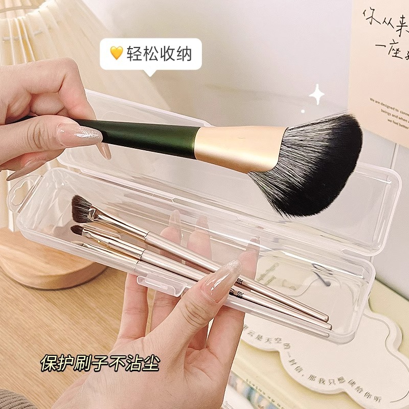 Transparent Makeup Brush Storage Box Flip-top Pen Holder Plastic ...