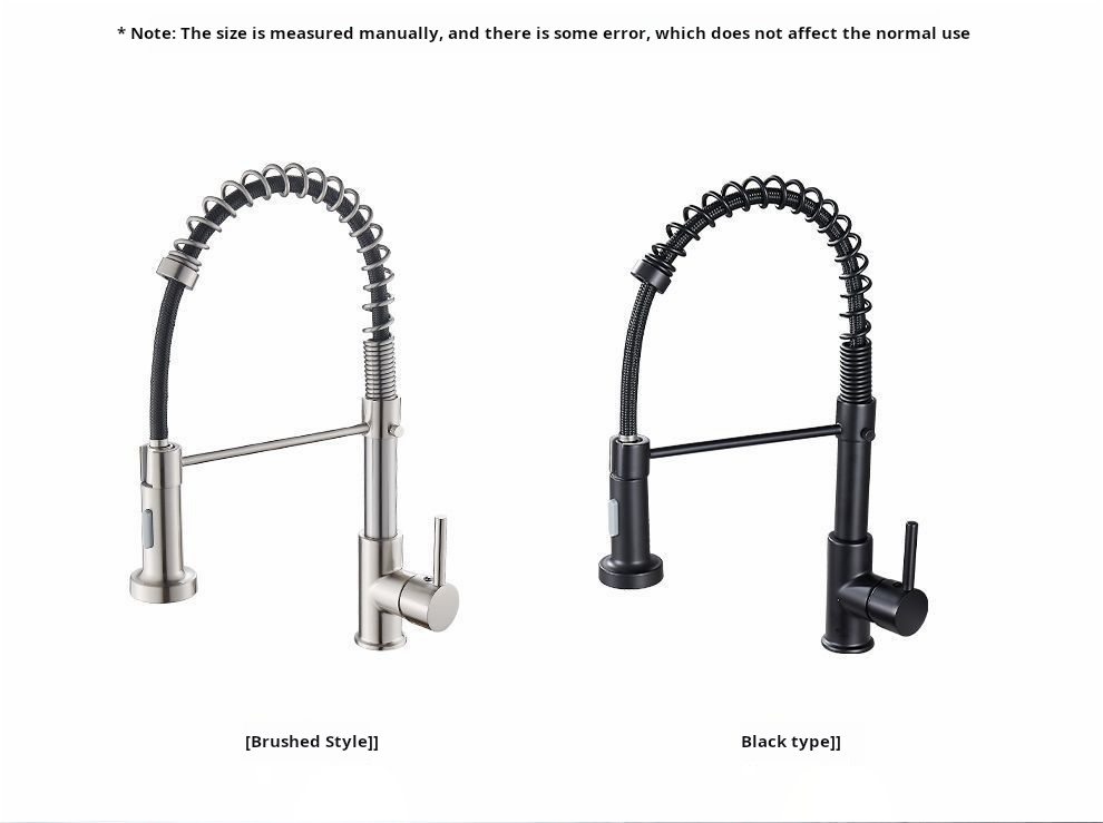 German stainless steel spring faucet hose 360° rotating pull-down multi ...
