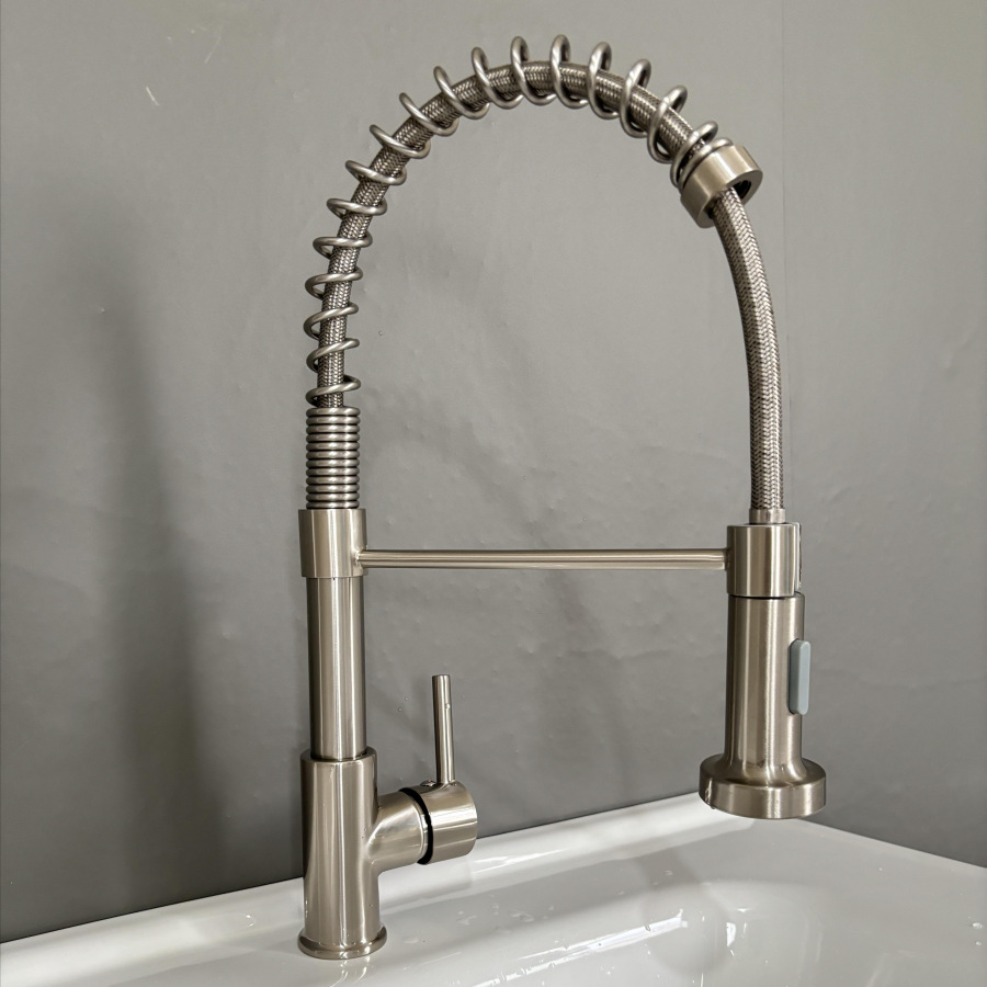 German stainless steel spring faucet hose 360° rotating pull-down multi ...