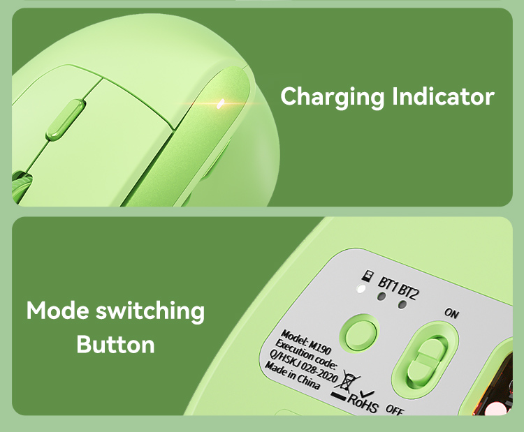 BOW Ergonomic Vertical Mouse MD190L Wireless Bluetooth Rechargeable Silent Mice Dual Mode Mouse ...