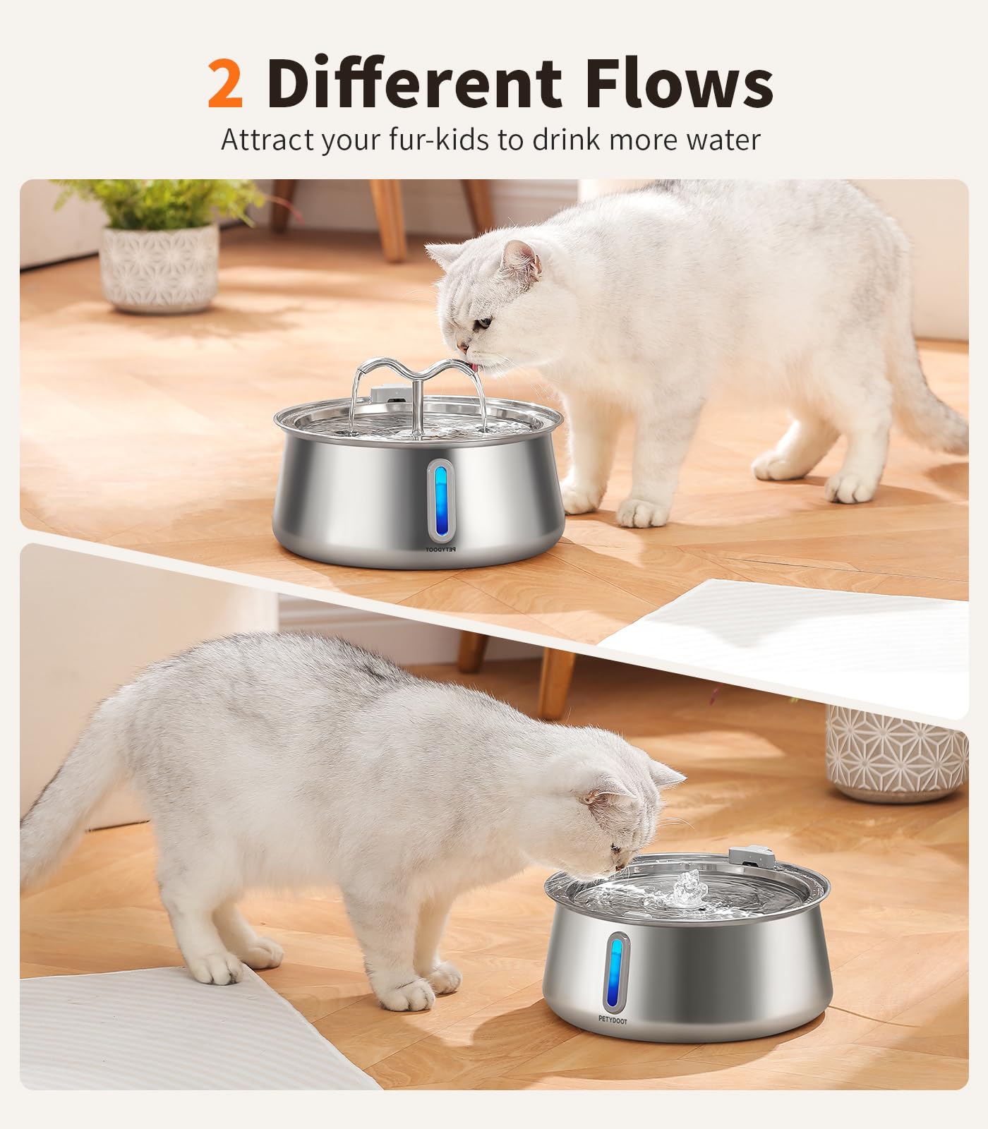 Cat Water Fountain Stainless Steel:135oz/4L Large Capacity Cat Fountain ...