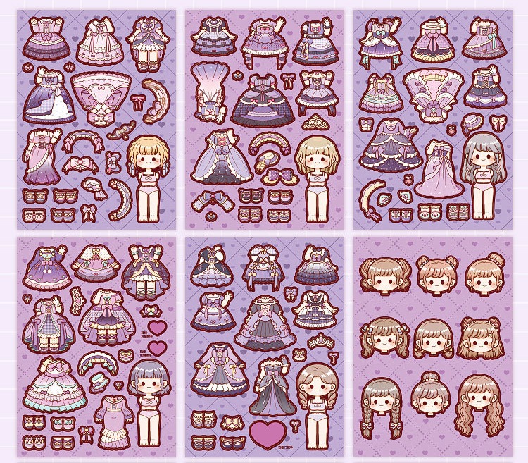 Mr.Paper Daily Wear Dress Up Stickers 12 Sheets/Set 10 Optional Cute Girl Cutting Stickers ...