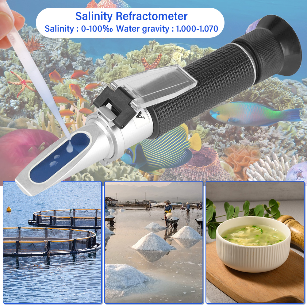 Refractometer 0-100 ‰ eawater salinity meter refractometer handheld ...
