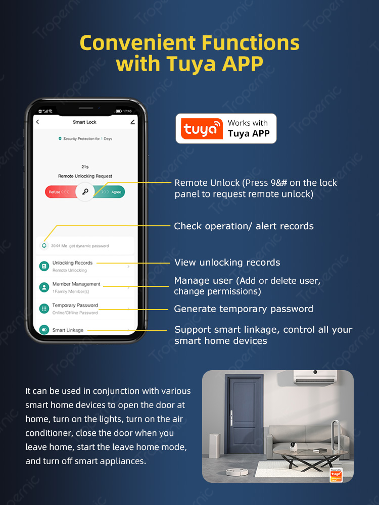 Tuya/TTLOCK Waterproof Smart Door Lock Anti Theft Zinc Alloy Sliding ...