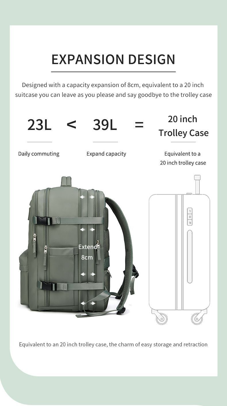 Blue Travel Backpack Expandable Backpack Waterproof Duffel Bag Extra ...