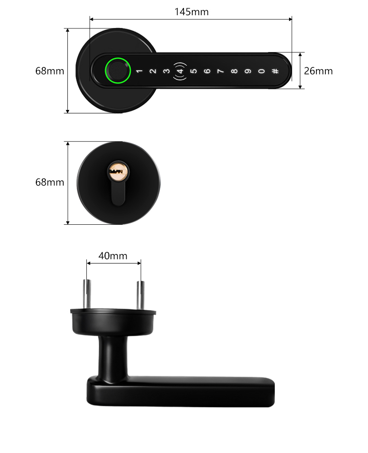 5 In 1 TTlock Fingerprint Handle 60/70MM Single Bolt Lock For Home ...