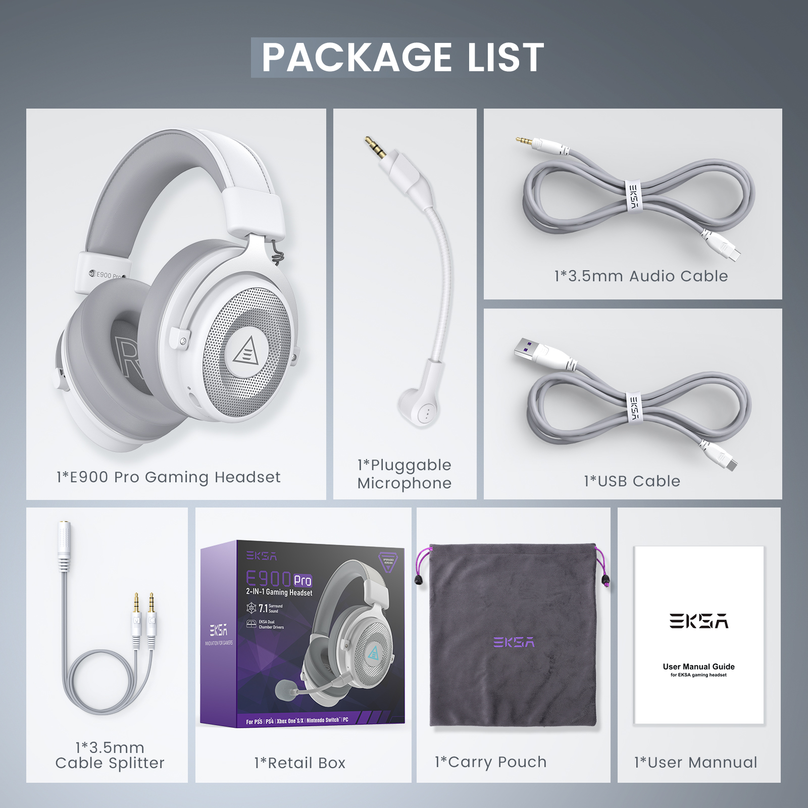 EKSA E900 PRO Upgraded PC Gaming Headphones With Microphone 7.1 Wired headset Gamer for PS4/PS5 ...