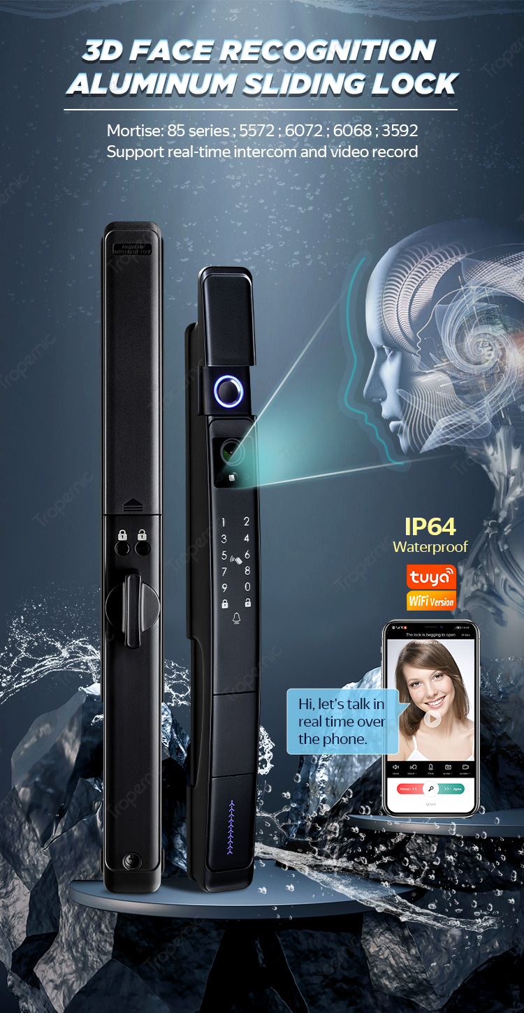 【Real Time Intercom】Tuya Smart Door Lock With Security Camera Face Unlock Fully Automatic ...