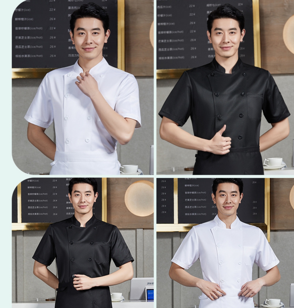 Ready Stock Chef work uniforms, men's short-sleeved hotel restaurant ...