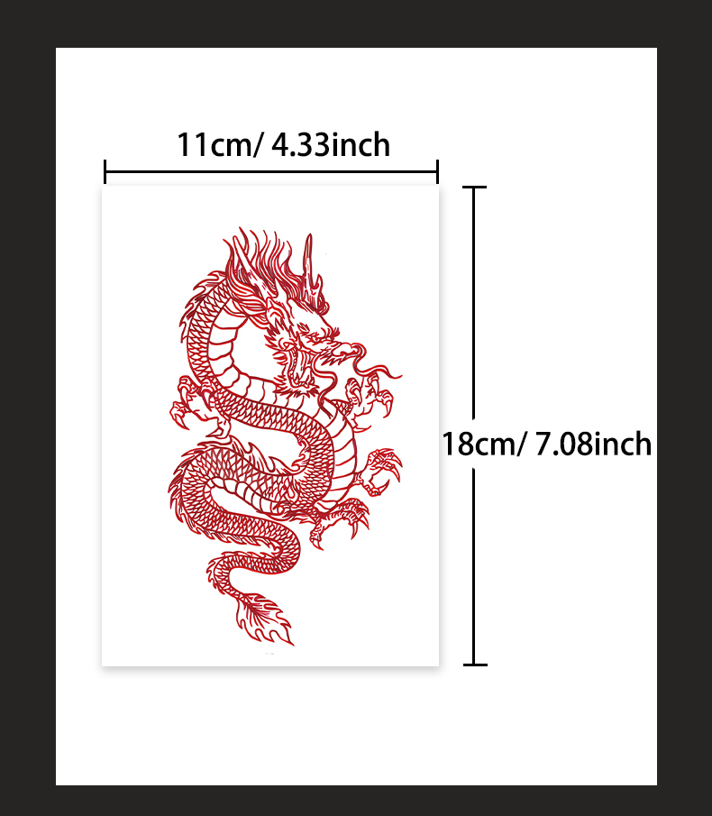 Temporary Tattoo Colorful Eastern Dragon Waterproof Bold Design for Arm and Collarbone | Shopee ...