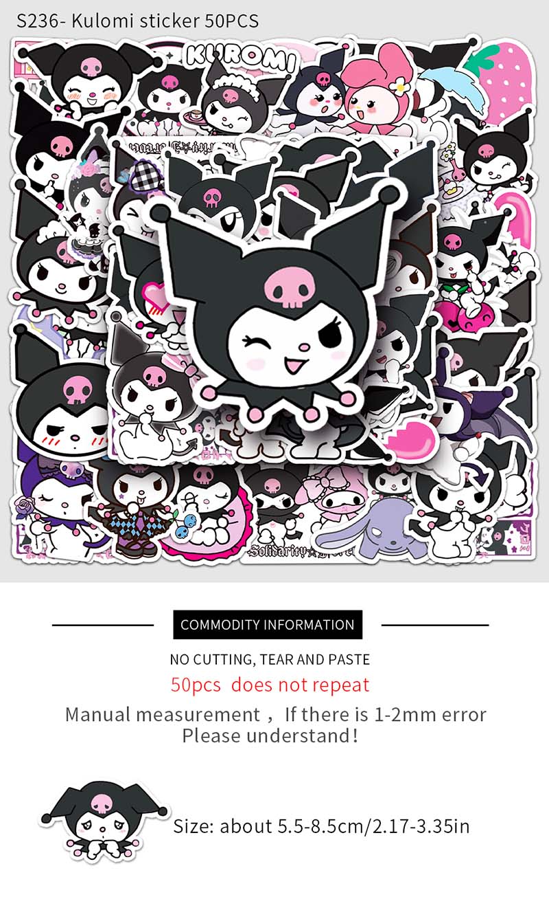 50pcs Anime Kawaii Kuromi Sticker for Laptop Guitar Suitcase Motorcycle ...