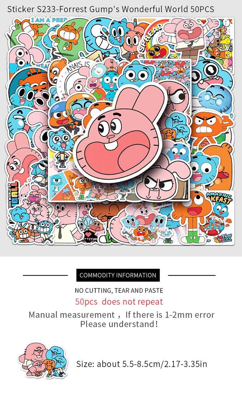 50PCS The Amazing World of Gumball Stickers Toys Graffiti Decals Laptop ...