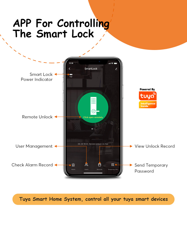 Tuya App Waterproof Remote Electric Wifi Door Lock Code Fingerprint ...