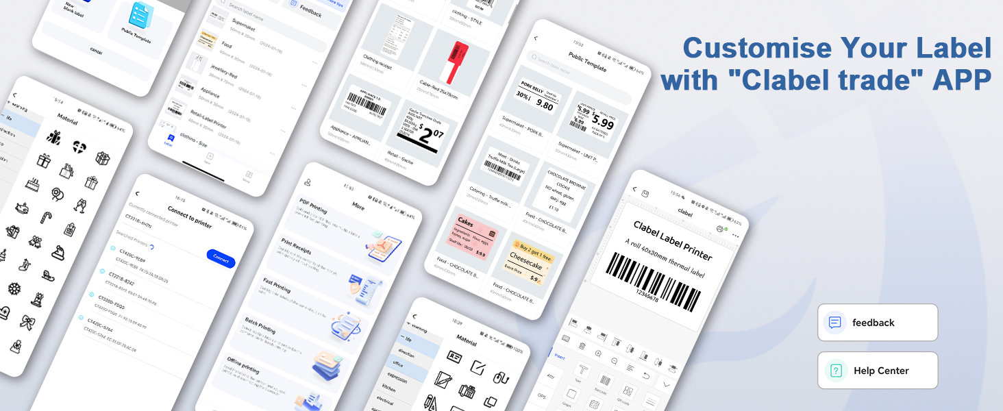 CLABEL 221B Mini Printer, Thermal Printer, Label Printer, Sticker ...