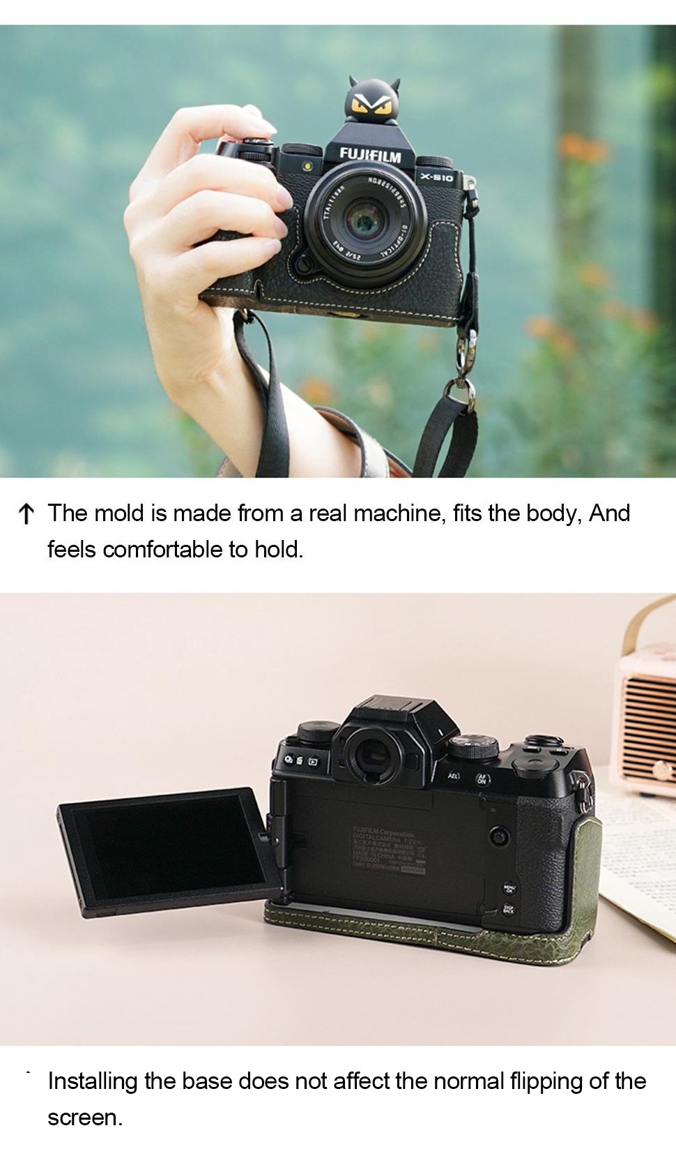 Retro Lychee Pattern PU Leather Camera Base Case Fujifilm XS10 XS20 XT10 XT20 X-T10 20 X-S10 20 ...