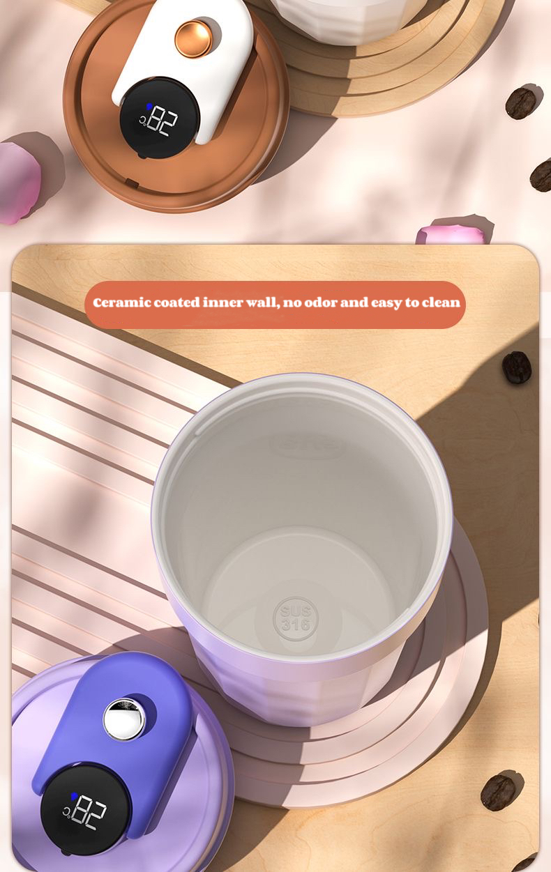 【LUCKY】New Style Smart Thermos Cup Ceramic Liner Temperature Display ...