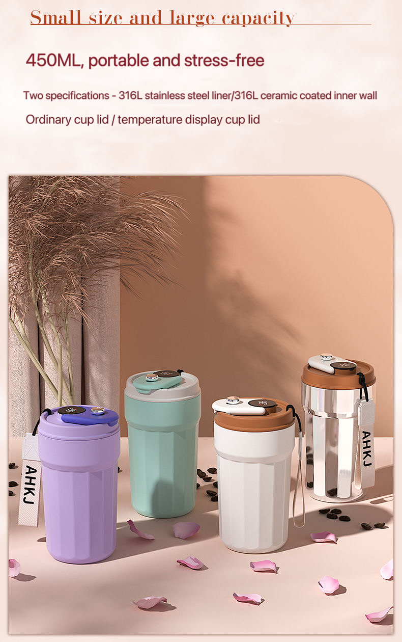 【LUCKY】New Style Smart Thermos Cup Ceramic Liner Temperature Display ...