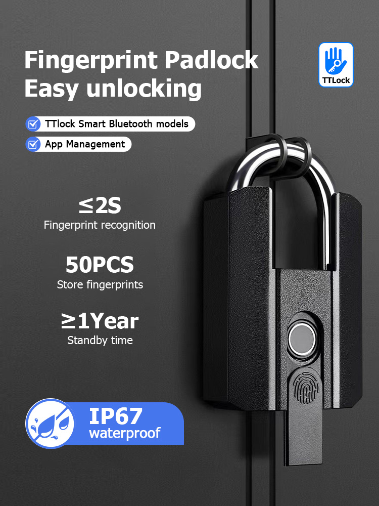 TTLOCK Smart Padlock IP67 Waterproof Fingerprint Padlock Bluetooth ...